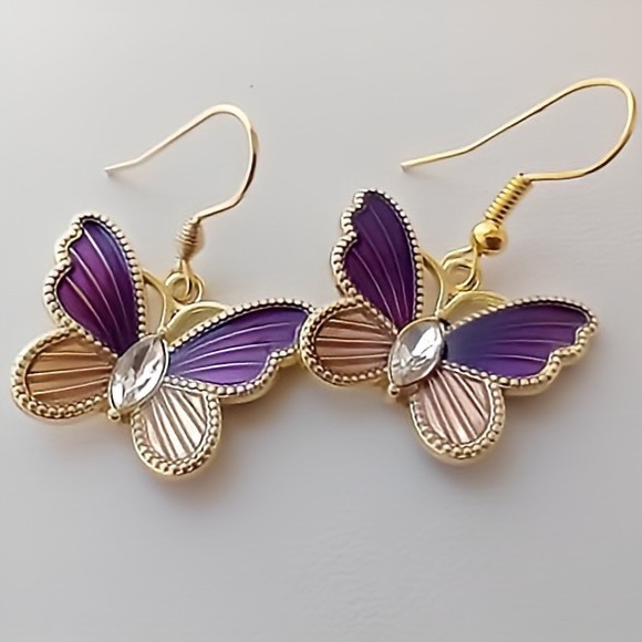 Handmade by Tracy | Jewelry | New Pretty Purple Butterfly Dangle Earrings 4 L X 75 W Version Bg ...